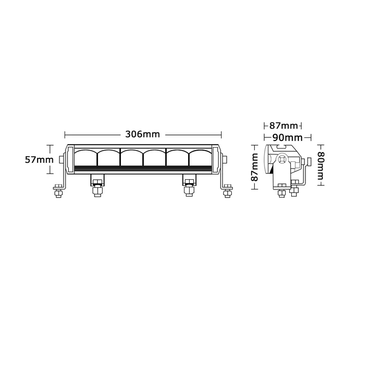 Light bar LED, 72W, 3900lm, rectangular, 12/48V, white, 306x90x57mm ...